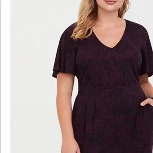 torrid | Pants & Jumpsuits | Torrid Plum Print Wide Leg Challis ...
